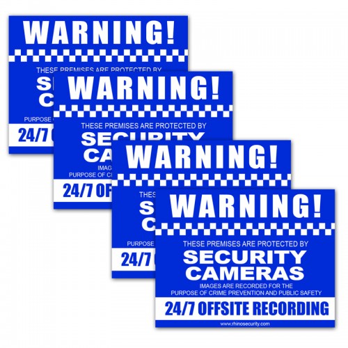4 x Rear Adhesive CCTV Warning Stickers